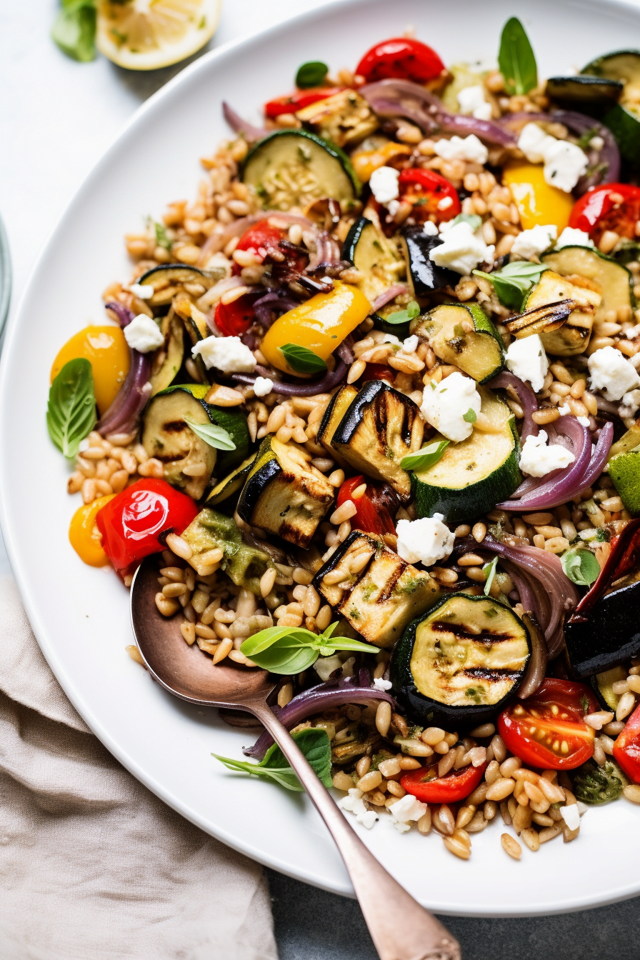 Sardinian Roasted Vegetable and Farro Salad - Cooking Mediterranean