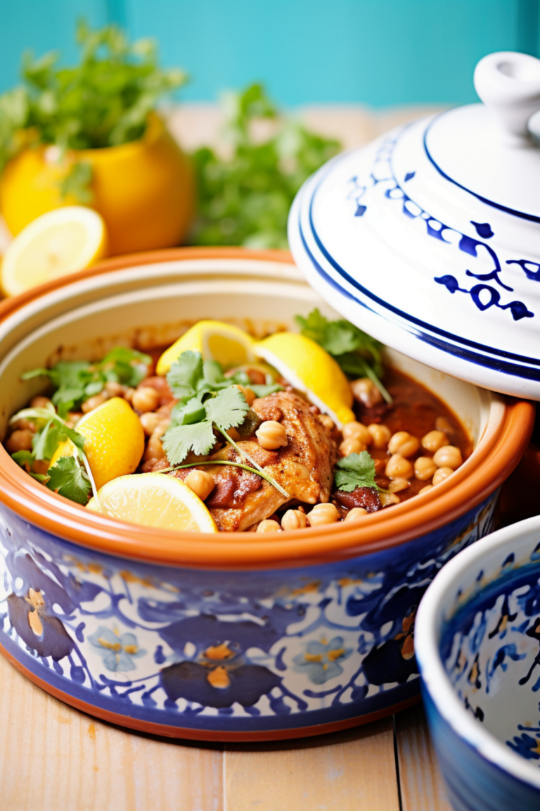 Moroccan Chicken Tagine with Apricots and Chickpeas - Cooking Mediterranean