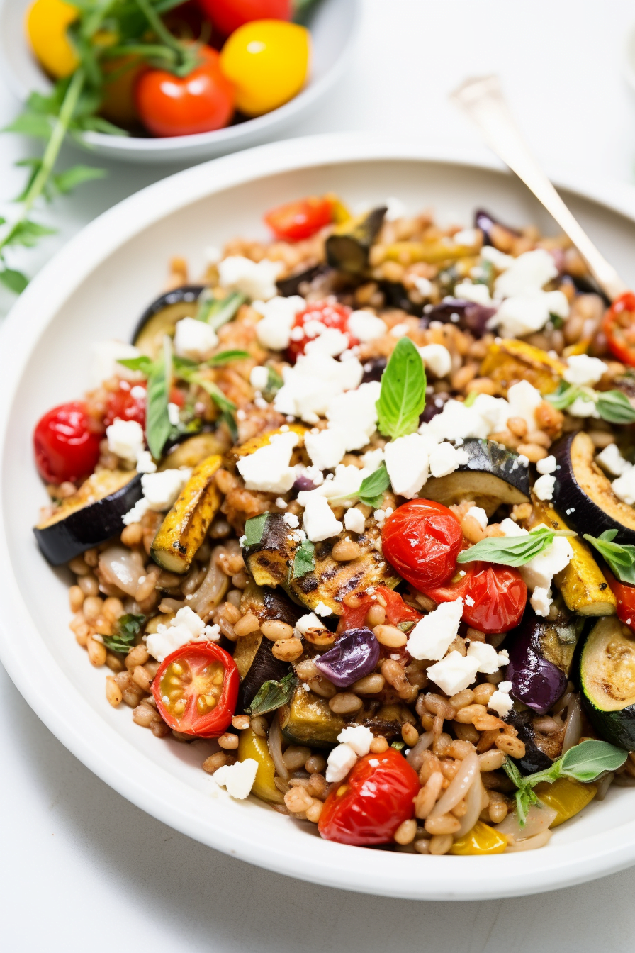 Sardinian Roasted Vegetable and Farro Salad - Cooking Mediterranean