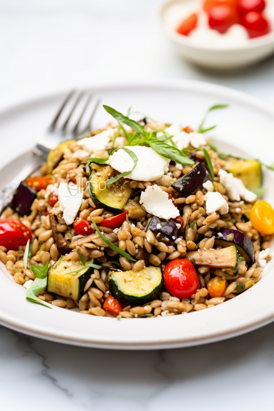Sardinian Roasted Vegetable and Farro Salad - Cooking Mediterranean