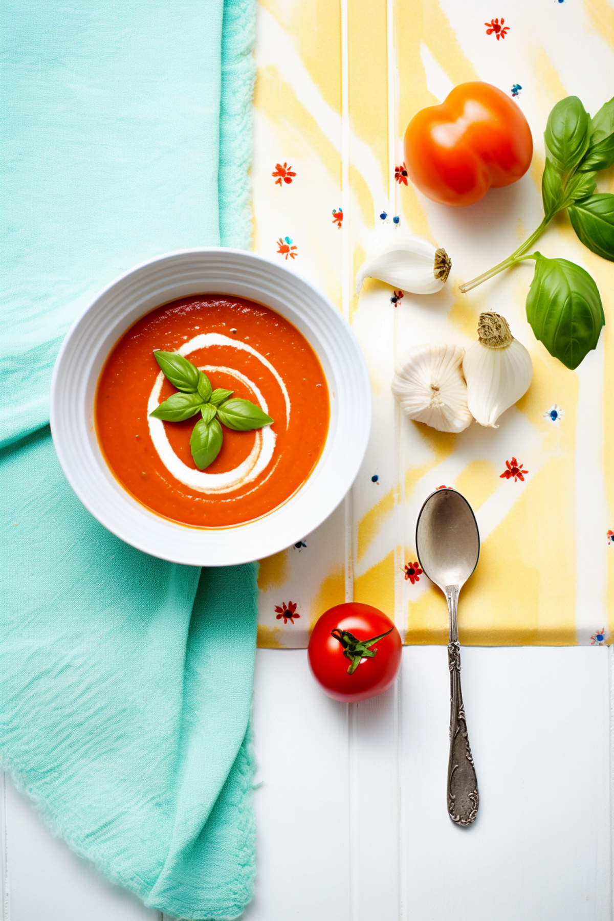 Tomato Basil Bisque with Olive Oil Drizzle - Cooking Mediterranean