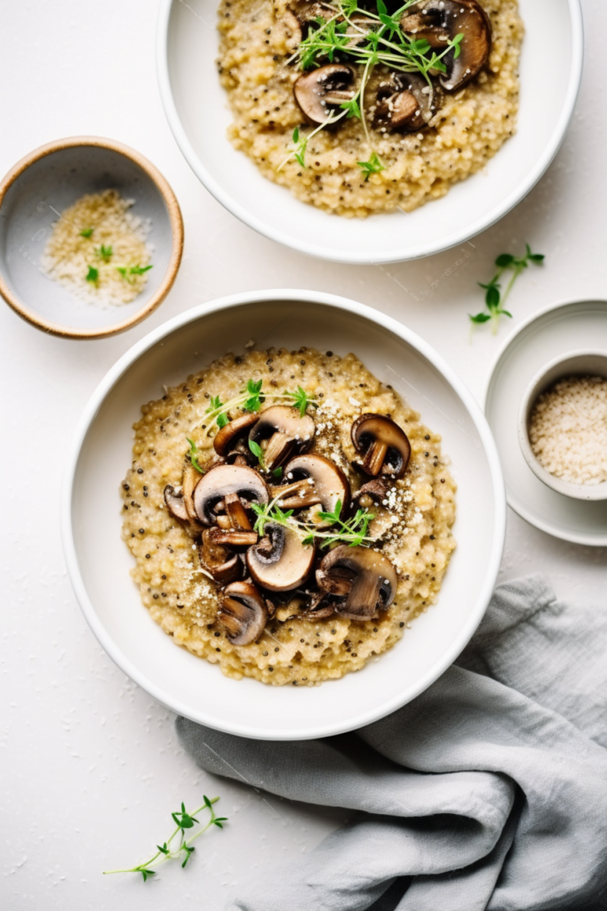 Mushroom and Thyme Quinoa Risotto - Cooking Mediterranean