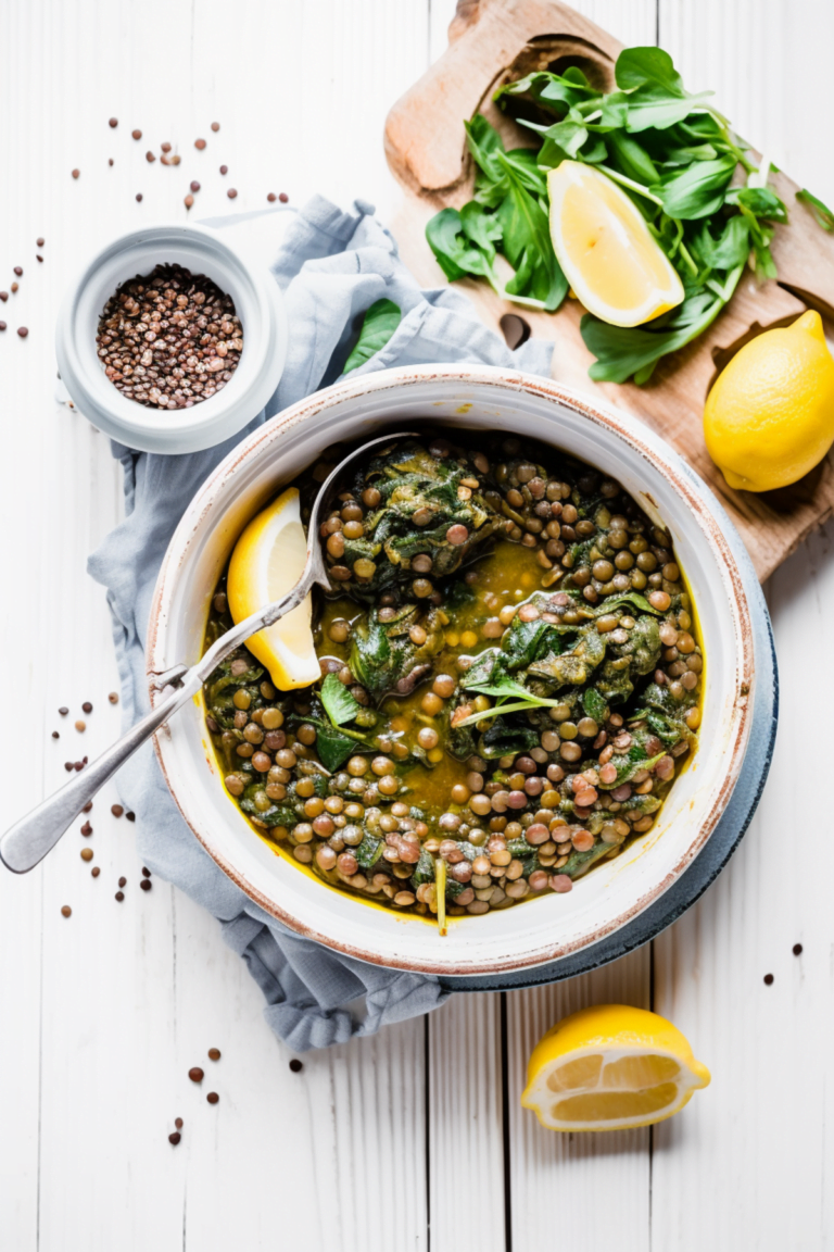 Palestinian Spinach and Lentil Stew with Lemon - Cooking Mediterranean