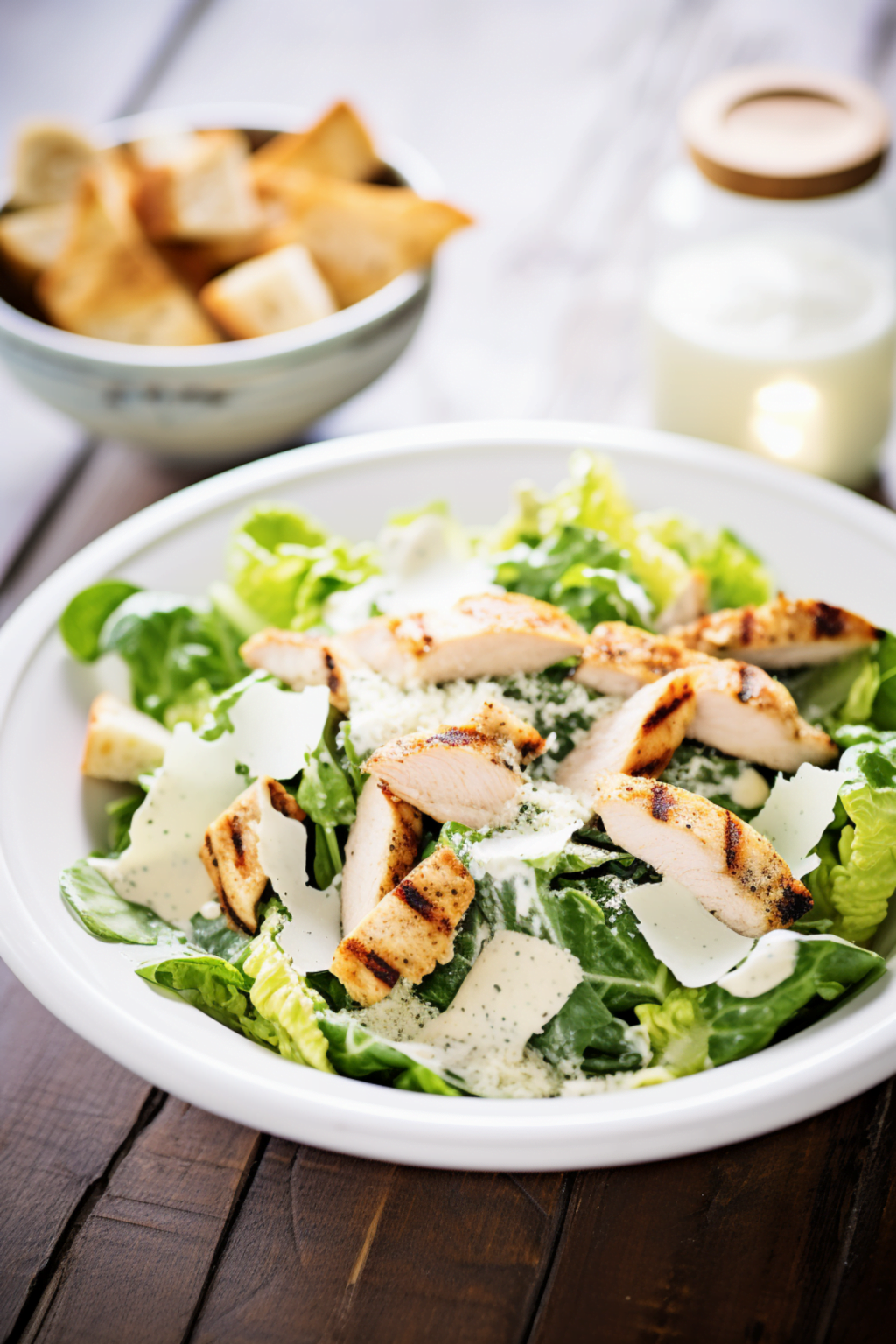 Grilled Chicken Caesar Salad with Homemade Croutons - Cooking Mediterranean