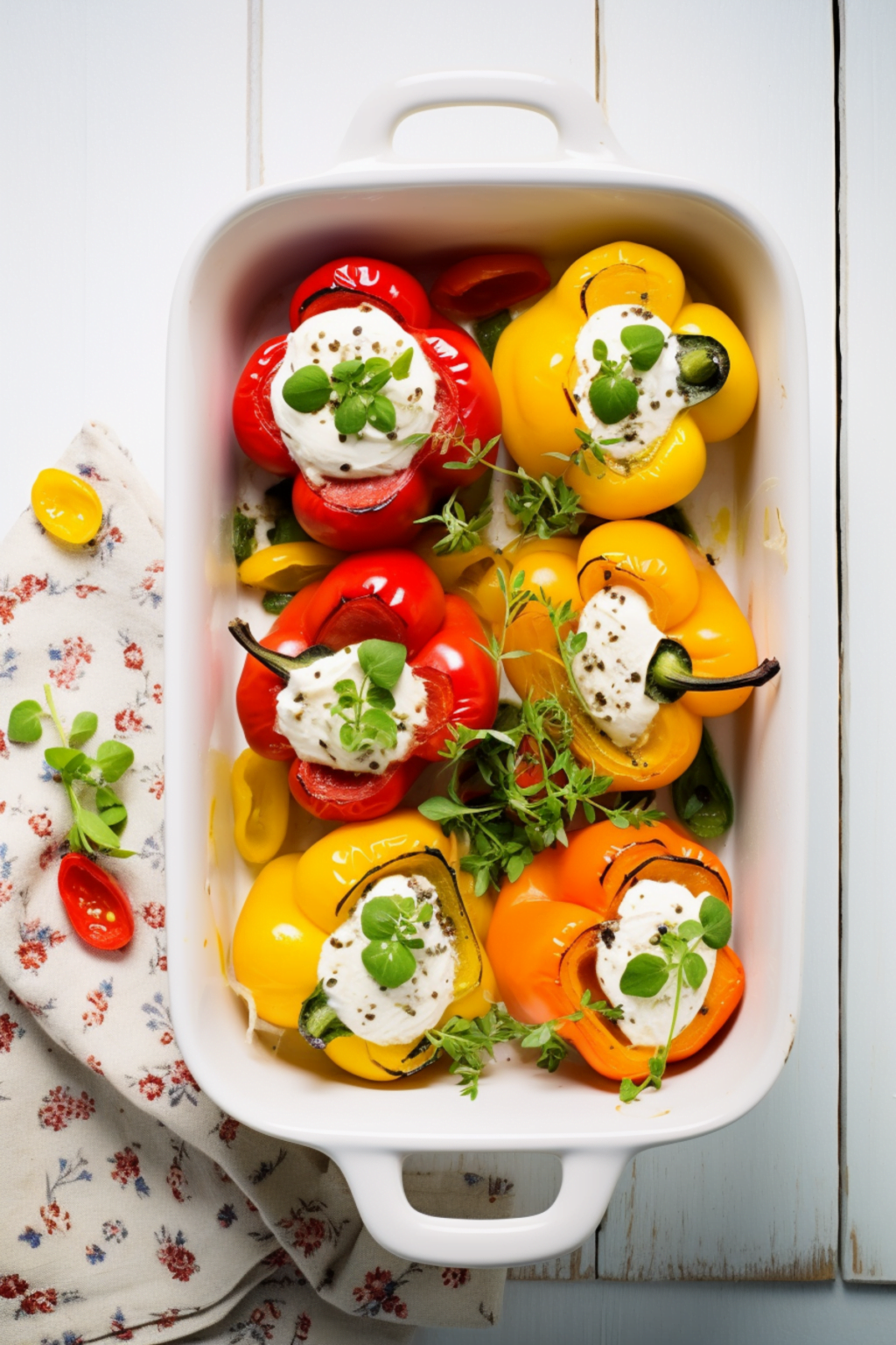 Herbed Goat Cheese Stuffed Peppers - Cooking Mediterranean
