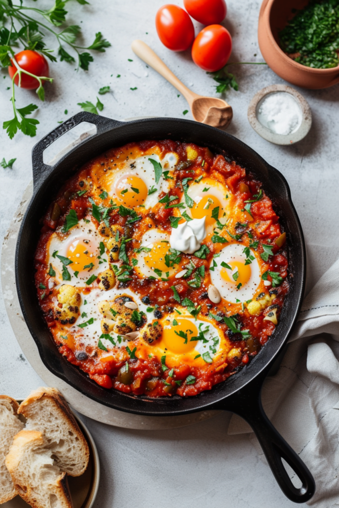 Shakshuka with Roasted Cauliflower and Tahini Drizzle - Cooking ...